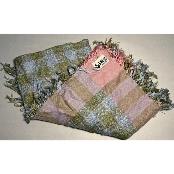 Vintage | Accessories | Vintage Bebe Of London Fringed Scarf Pink Green ...